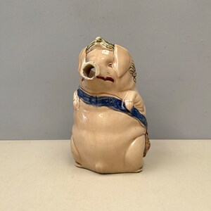 Antique French Majolica Pig Jug Barbotine Hog Pitcher Orchies. Fair ...