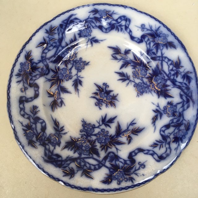 Set of 4 Antique U & C Epine Blue Flow Ware Desert plates | Etsy
