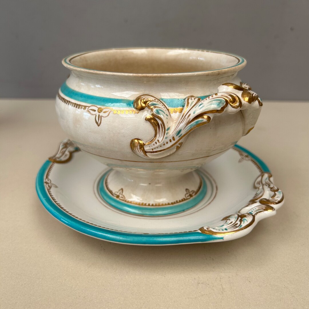 Rare Wedgwood Pearl Ware Small Teastained Tureen Soupiere and Plate ...