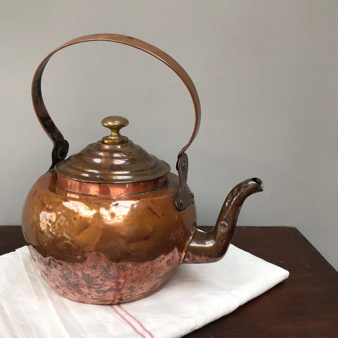 Antique French Copper Kettle – Shabby Chic Teapot, Decorative Use Only ...