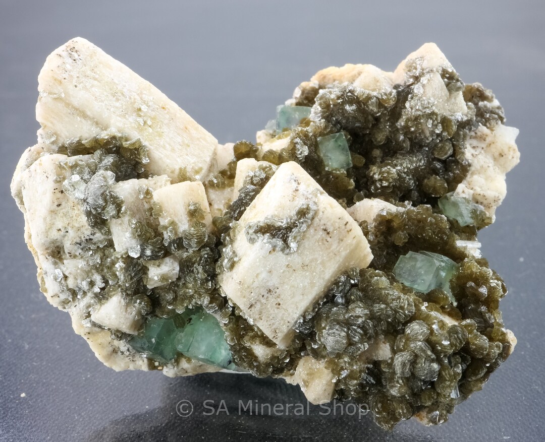 Fluorite and Muscovite on Feldspar, Erongo Mnt, Namibia - Etsy