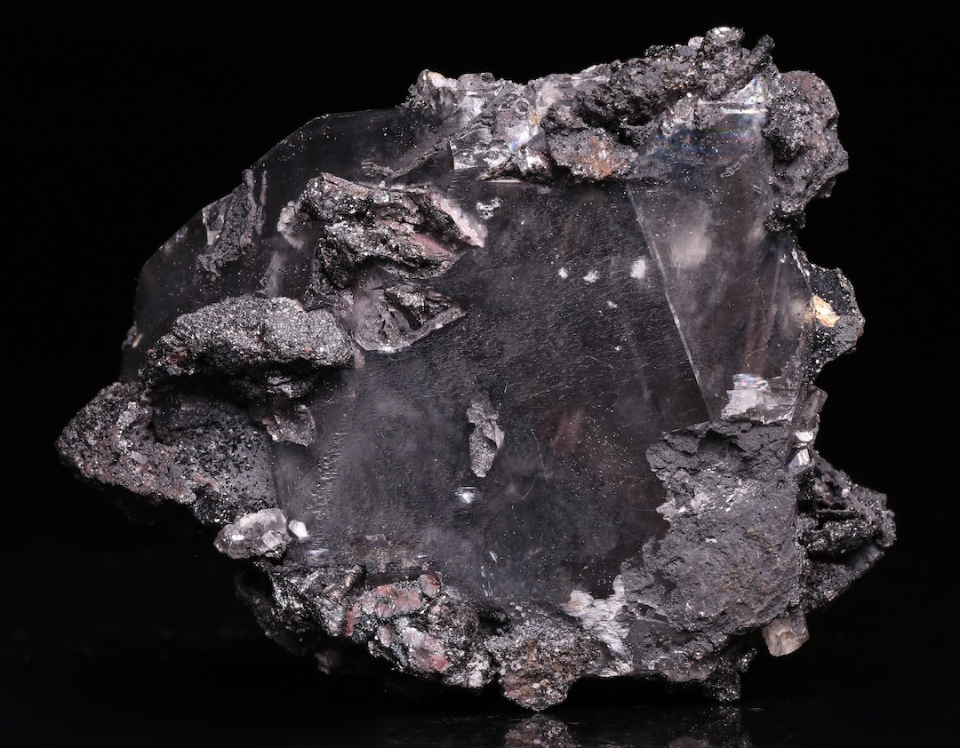 Small Cabinet Manganite on Calcite Crystal (aug 2000), N'chwaning II ...