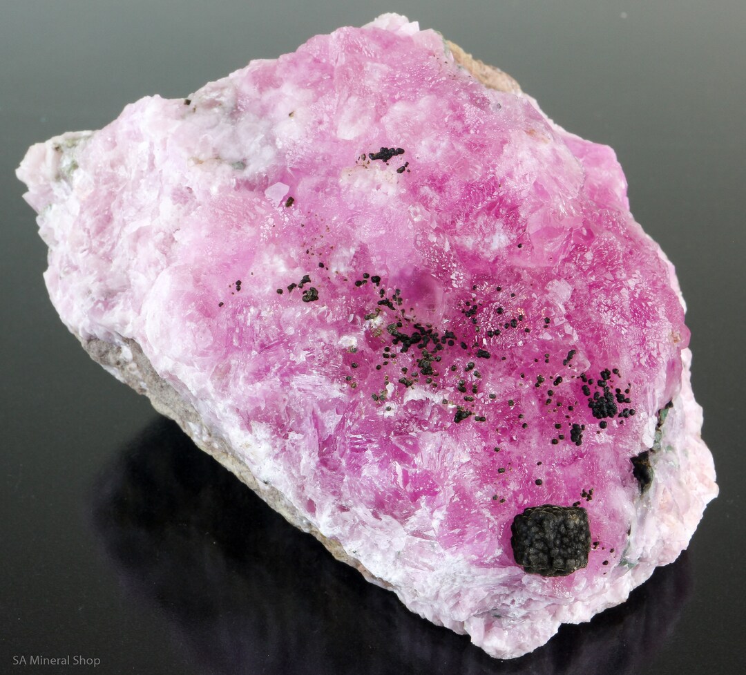 Heterogenite on Kolwezite on Bright Pink Cobaltoan Calcite(latest Find ...
