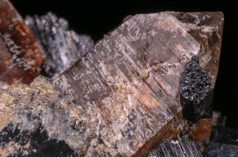 Hyalite Schorl and Goethite Psm After Siderite Cluster | Etsy