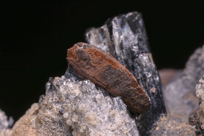 Hyalite Schorl and Goethite Psm After Siderite Cluster | Etsy