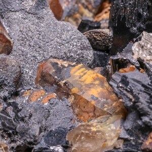 Hyalite, Schorl and Goethite Psm After Siderite Cluster, Erongo Mnt ...