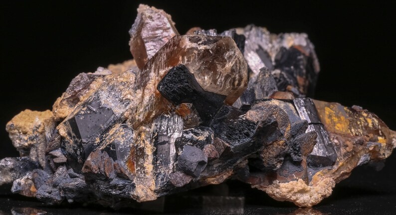 Hyalite Schorl and Goethite Psm After Siderite Cluster | Etsy