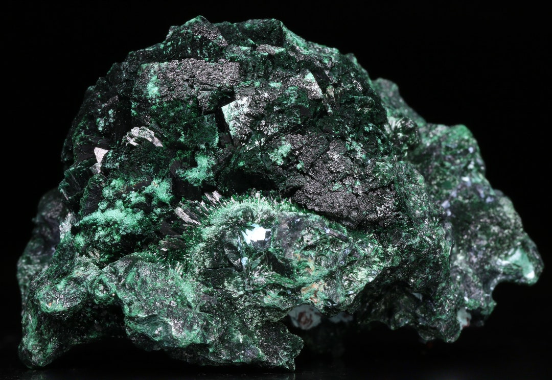 Plancheite on Primary Malachite, Mashamba West Mine, Katanga, DR Congo ...
