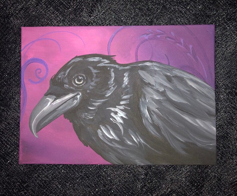 Crow (magenta Background) - Etsy
