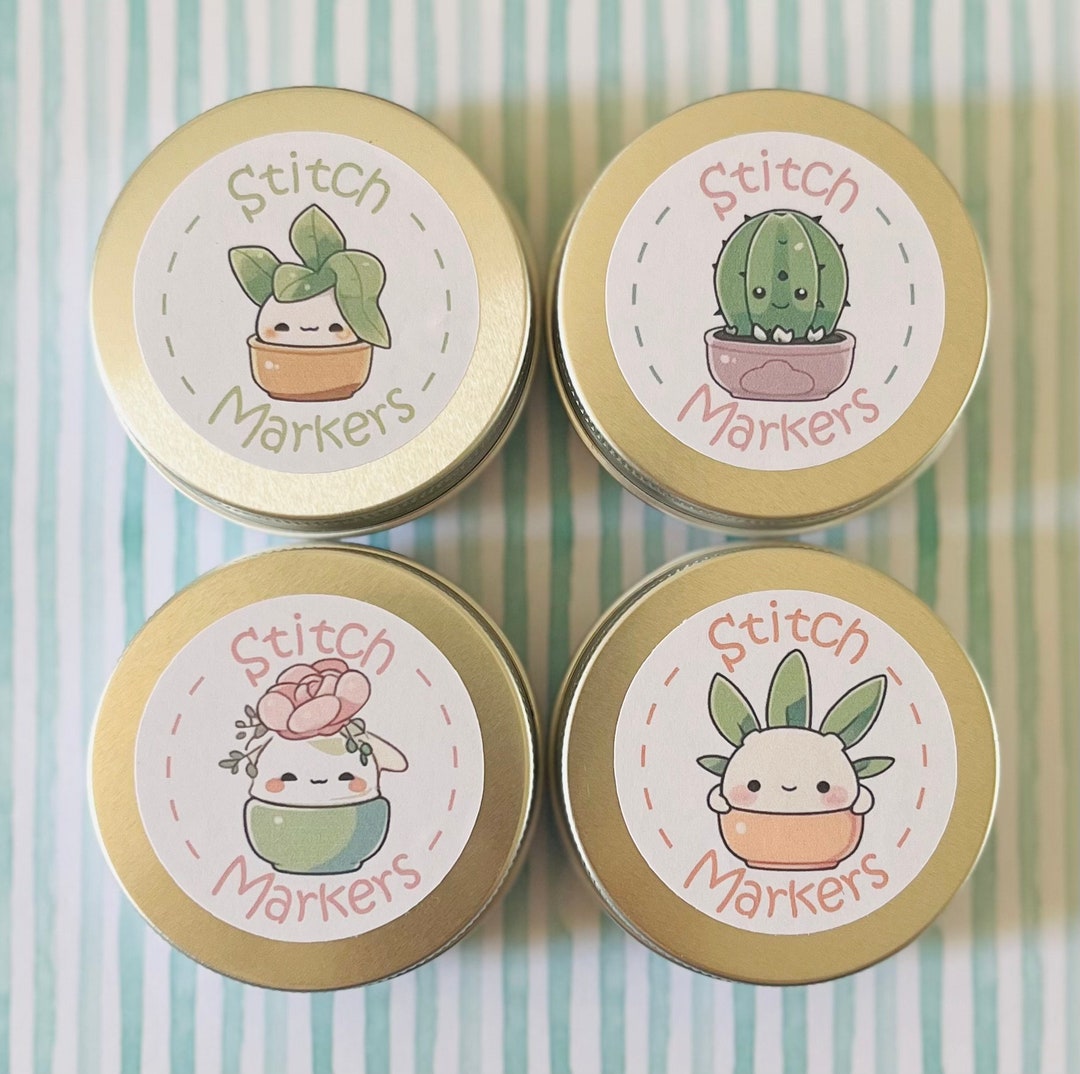 SUCCULENT CACTUS PLANT Stitch Marker Storage Tin for Crochet & Knitting ...