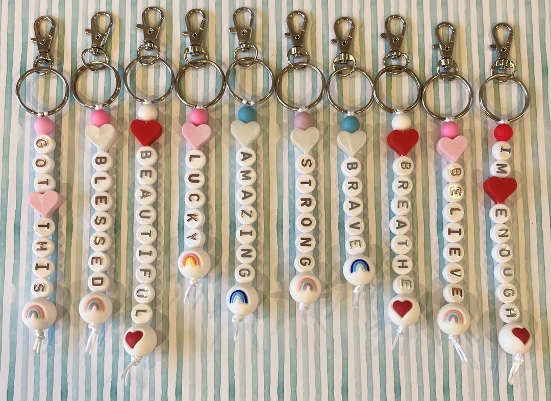 POSITIVE AFFIRMATION MENTAL Health Word Bead Keyrings - Etsy