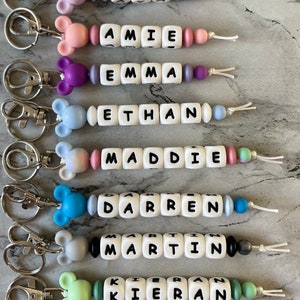PERSONALISED NAME KEYRING, Beaded Keyring, Bag Keyring, Book Bag ...