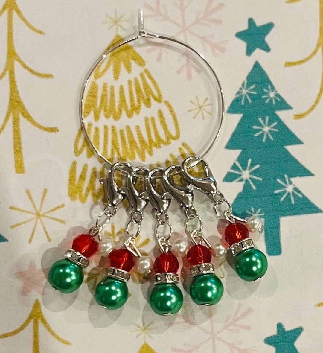 THE GRINCH Inspired Set - Set of 5 - Stitch Markers, Keyrings for ...