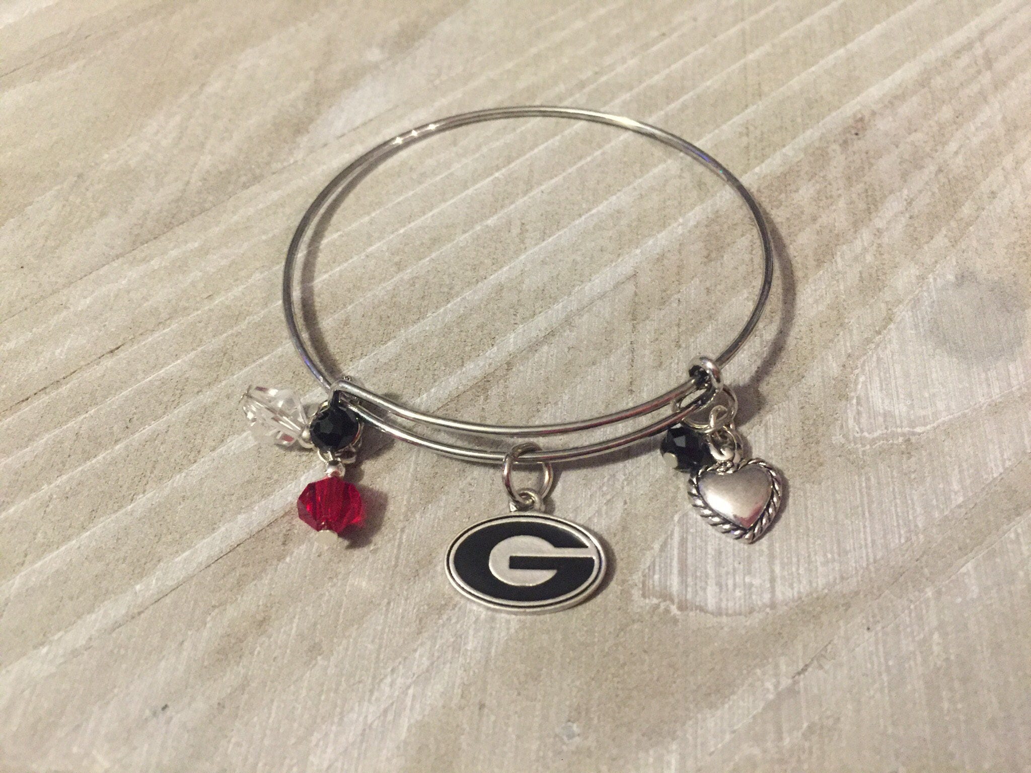 Pulsera de pulsera de plata tema Georgia Bulldog con - Etsy España