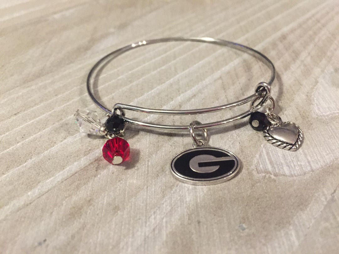 Pulsera de pulsera de plata tema Georgia Bulldog con - Etsy España