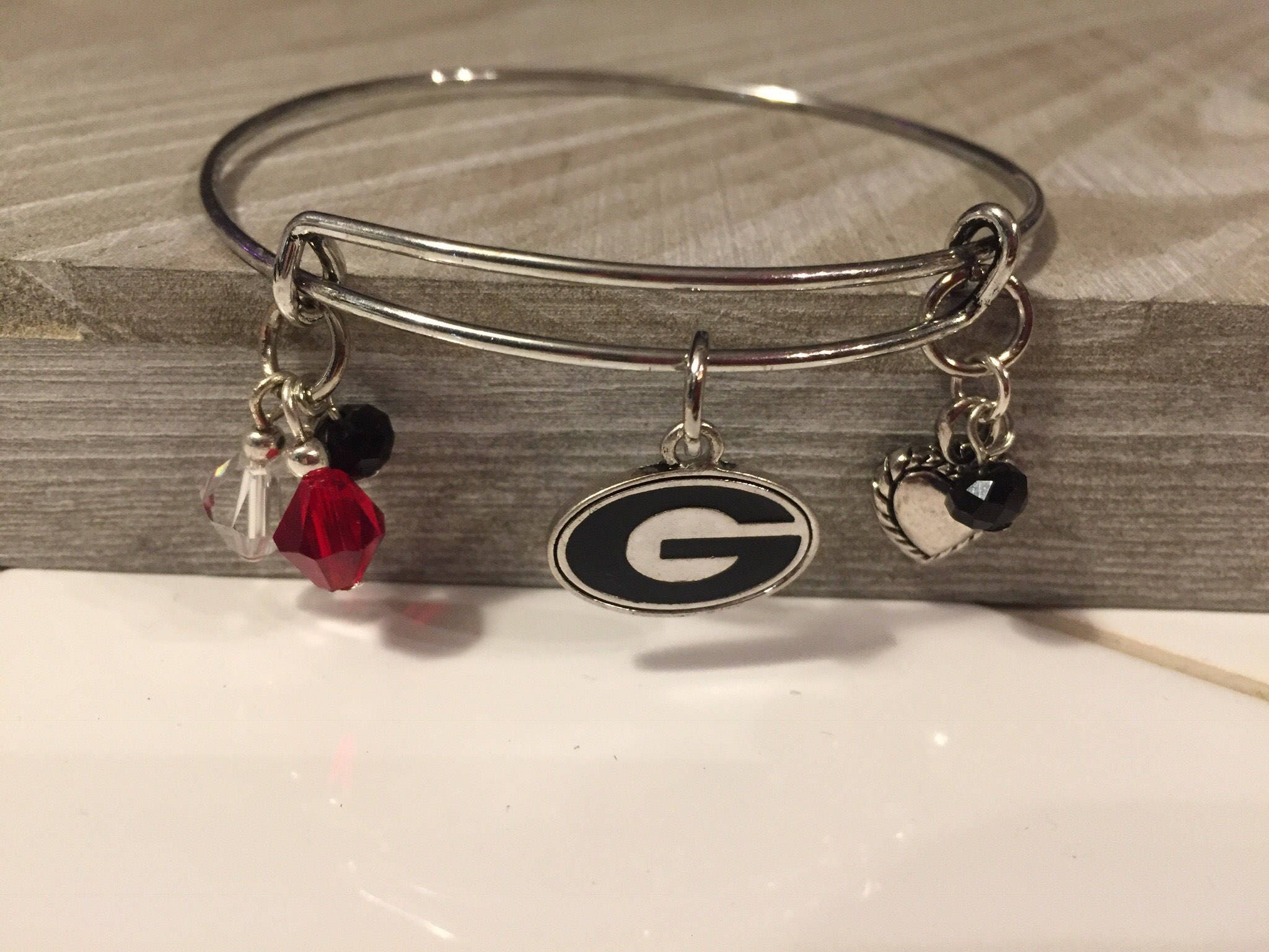 Pulsera de pulsera de plata tema Georgia Bulldog con - Etsy España