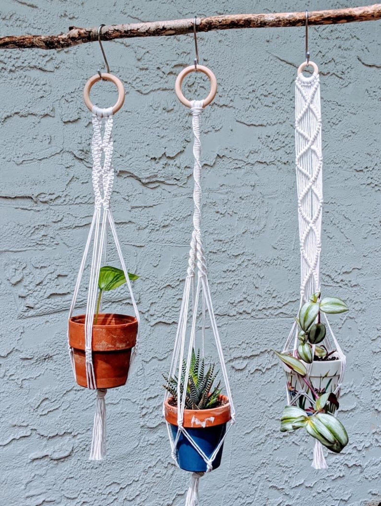 Intricate Bohemian Macrame Plant Hangers Handmade Small Pot - Etsy
