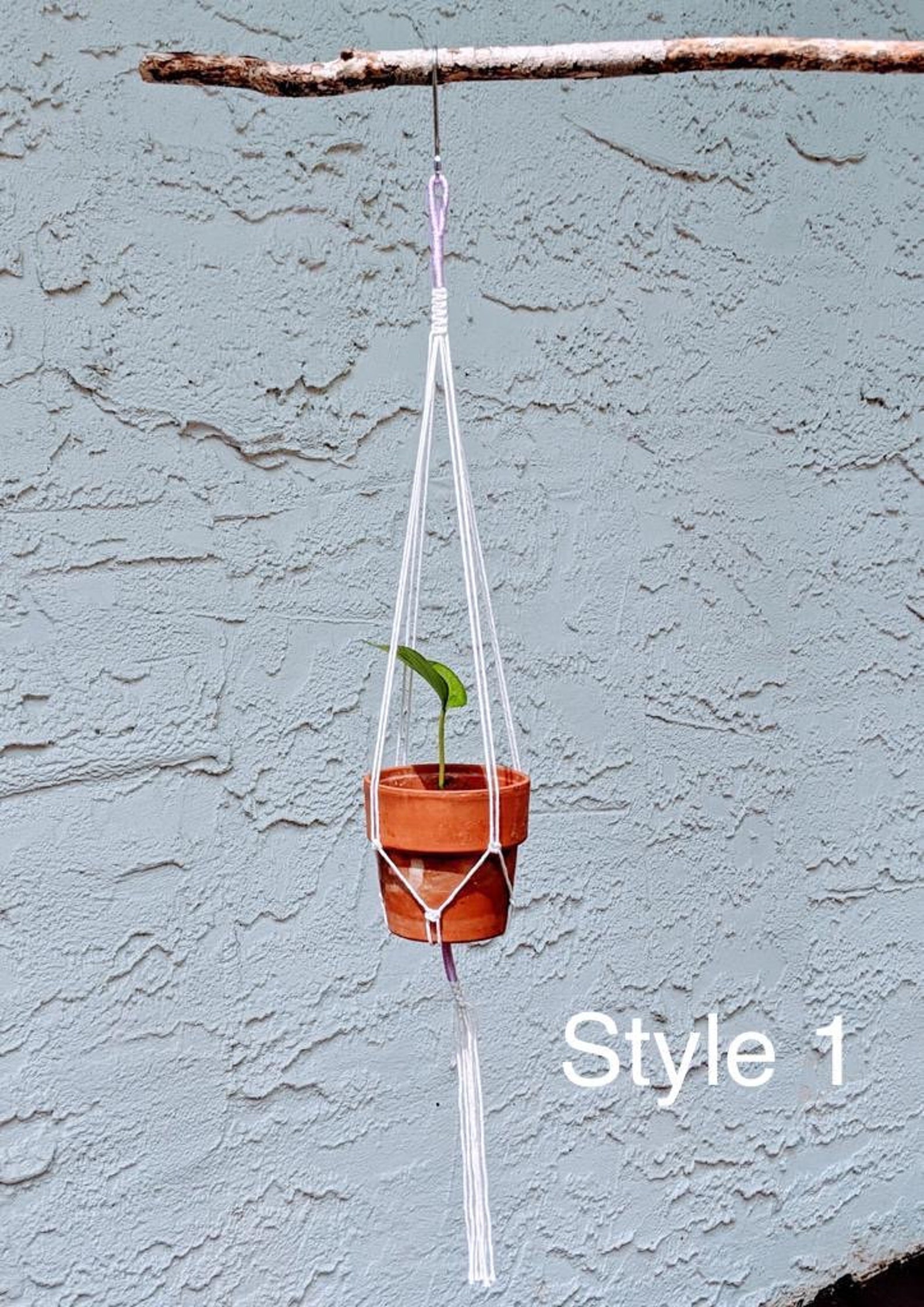 Minimalistic Thread Wrapped Plant Hanger Small Pot Handmade Indoor ...