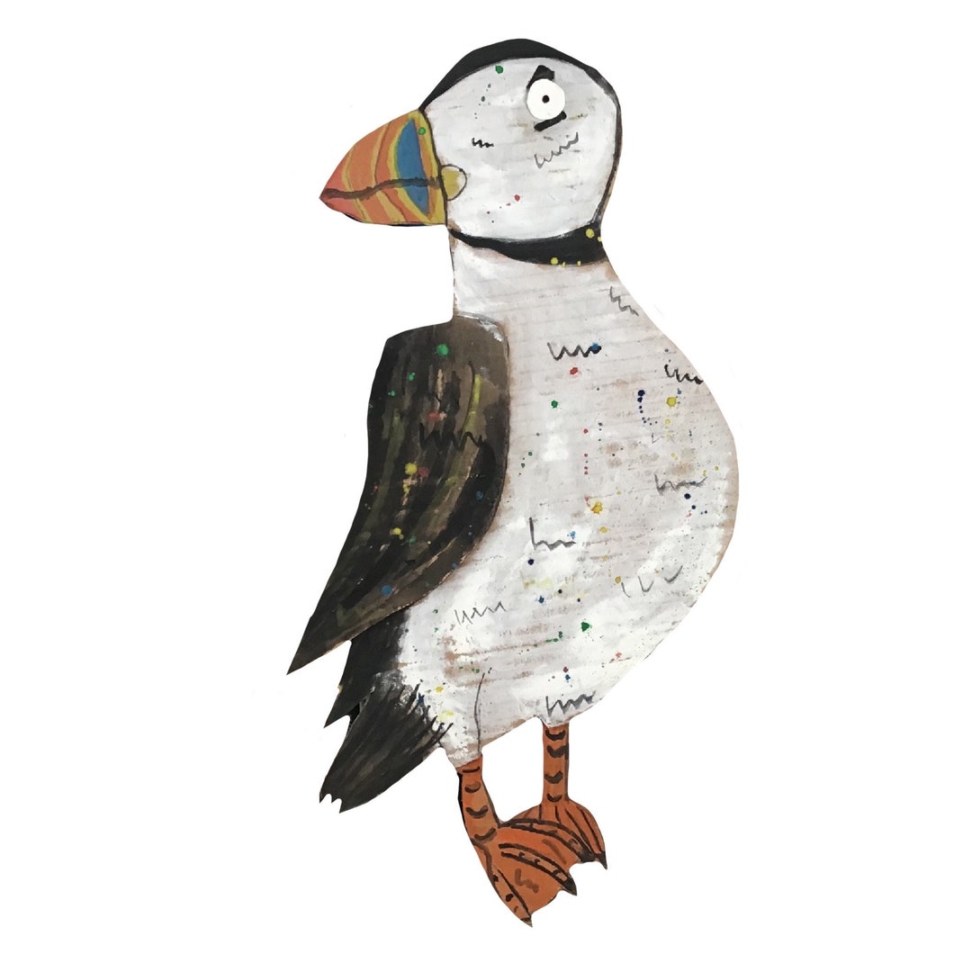 Cardboard Puffin 1 Handmade Bird From Recycled Cardboard Boxes Hand ...