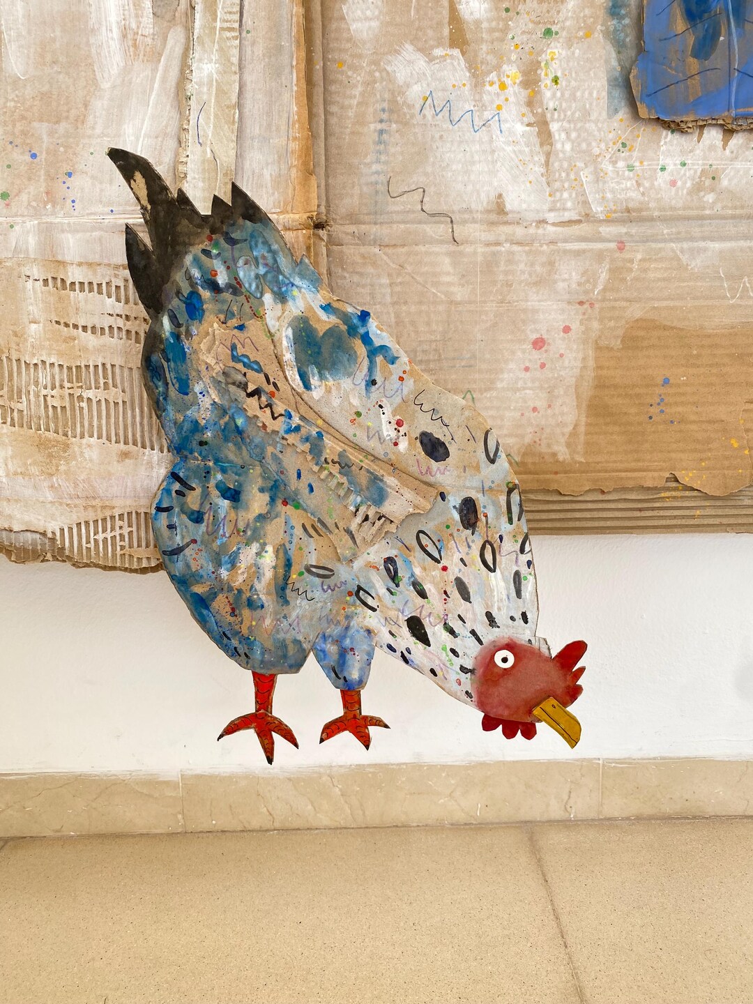 Cardboard Chicken 5 Handmade Bird Art Recycled Animal Wall Art, Chicken ...
