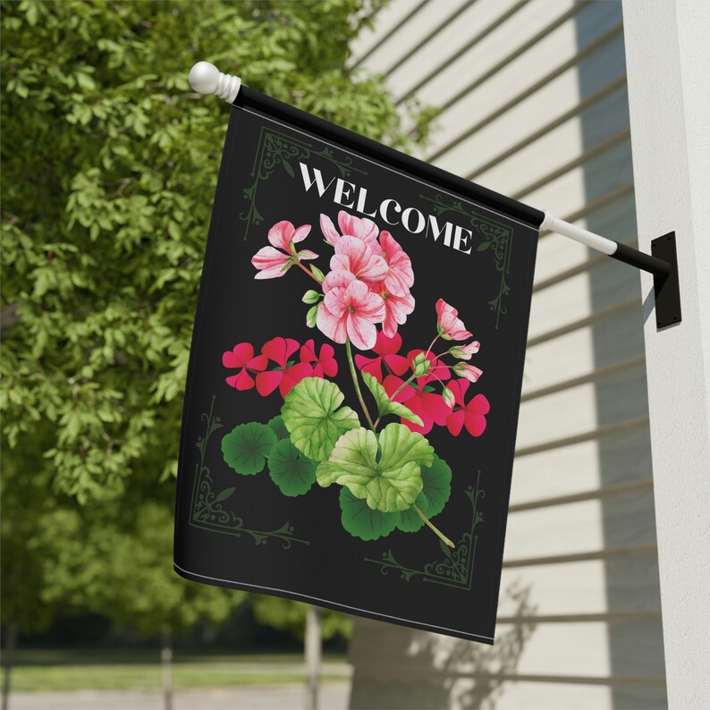 Geranium Flowers Welcome Garden & House Banner - Etsy