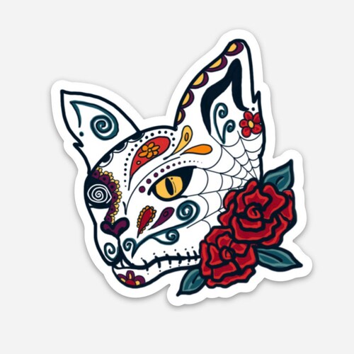 Day of the Dead Cat Sticker Pack - Etsy