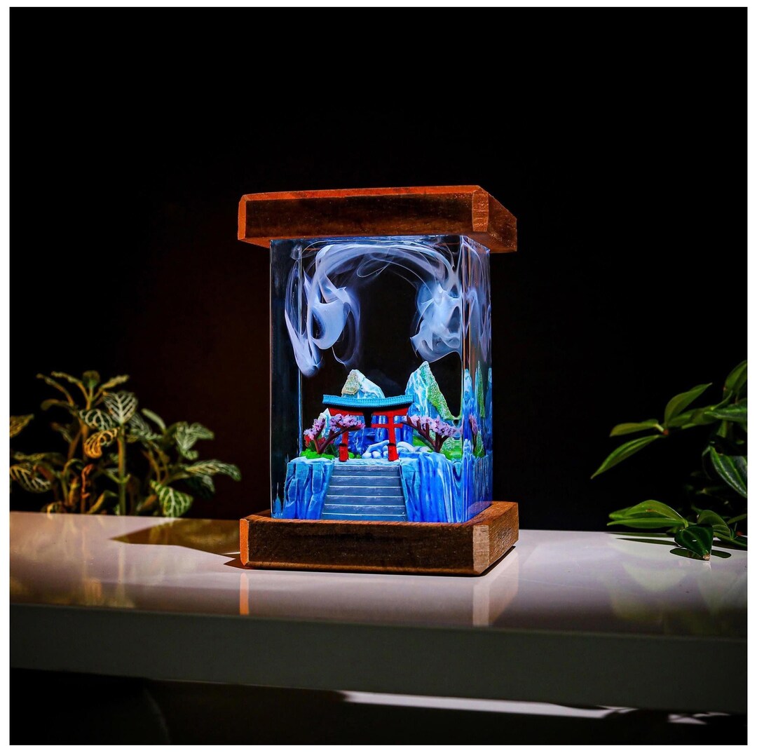 Torii Gate and Cherry Blossom Night Light Kawaii Epoxy Lamp Japanese ...