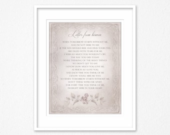 Letter From Heaven Print to My Dearest Family Funeral Poem - Etsy