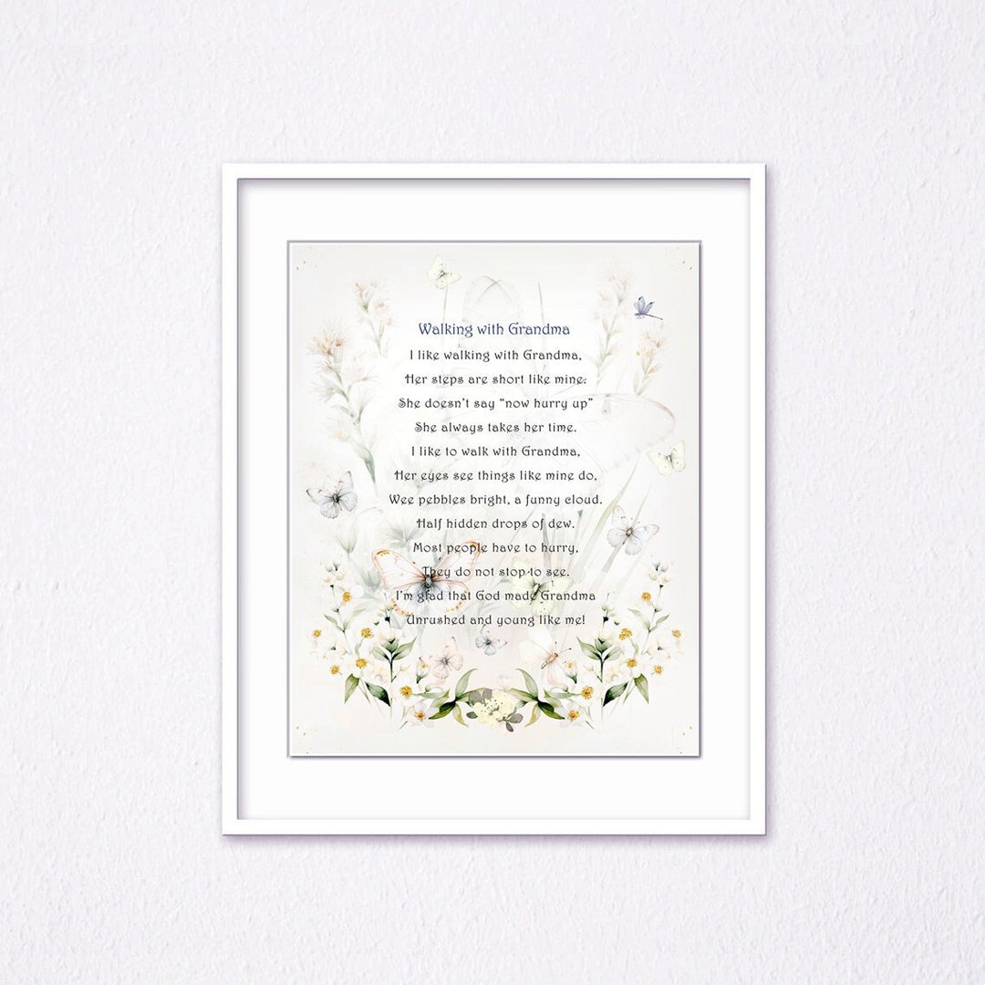 Walking With Grandma | Poem for Best Grandma | Personalise Gift for ...