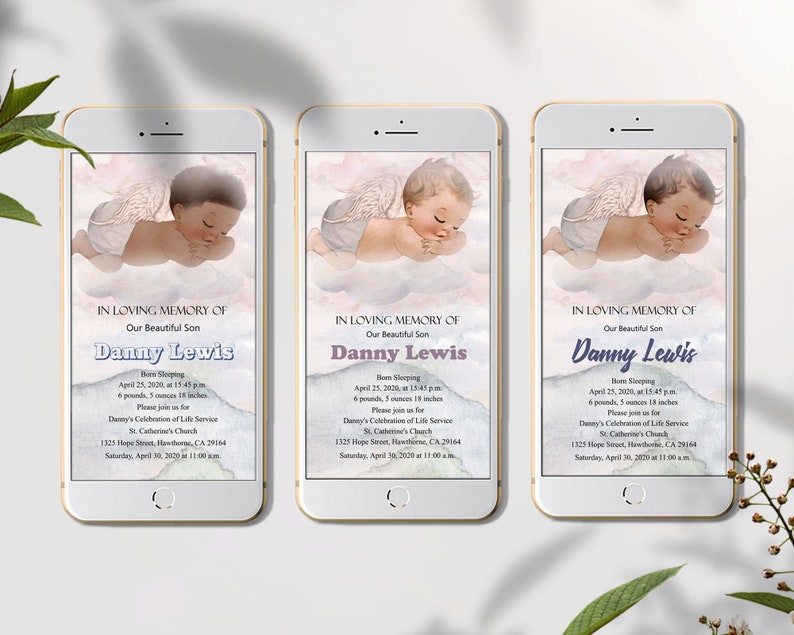 Baby Memorial Digital Service, Infant Loss, Baby Funeral Announcement ...