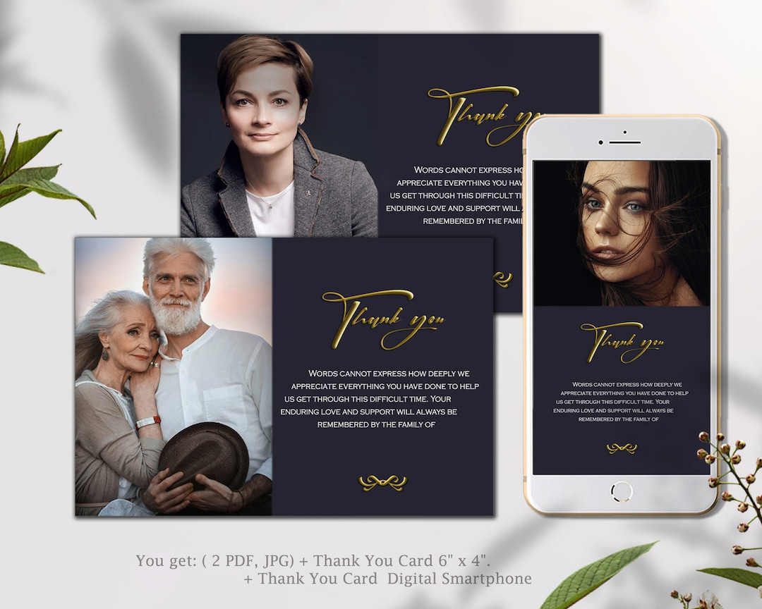 Gold Digital Funeral Program Template, Dark-blue Celebration of Life ...