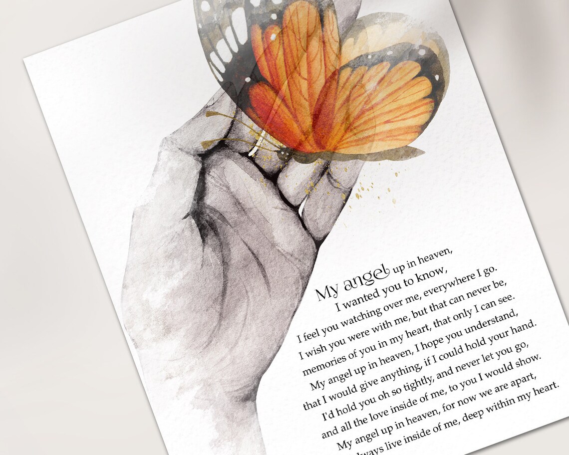 Memory Poem My Angel up in Heaven Poem Picture Memorial - Etsy