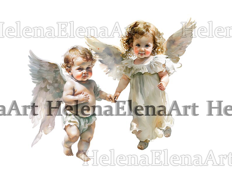 Angel Watercolor Clipart Png Boy Girl Clip Art Png Angel - Etsy