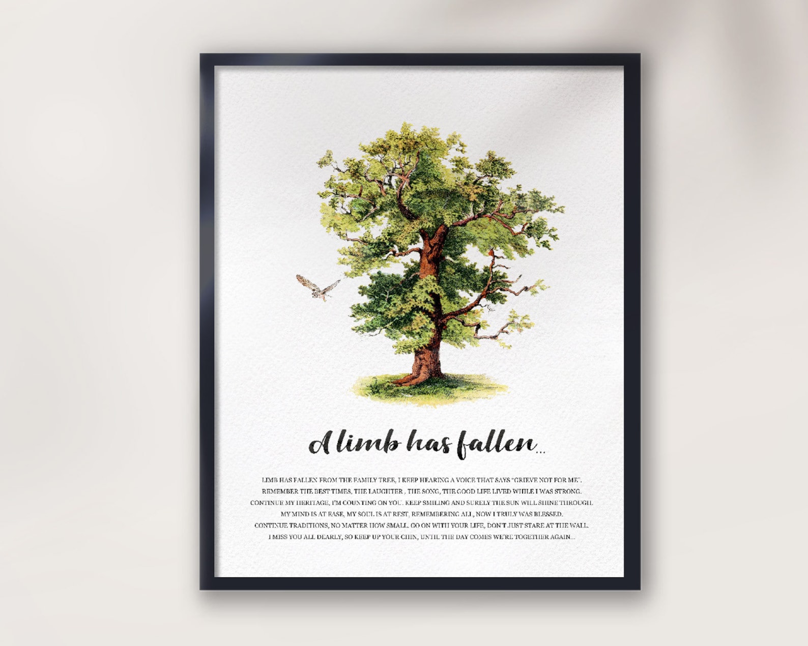 Memory Poem A Limb Has Fallen From the Family Tree Loss of - Etsy