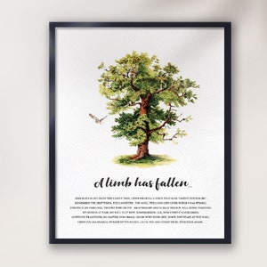 Memory Poem A Limb Has Fallen From the Family Tree, Loss of Loved One ...