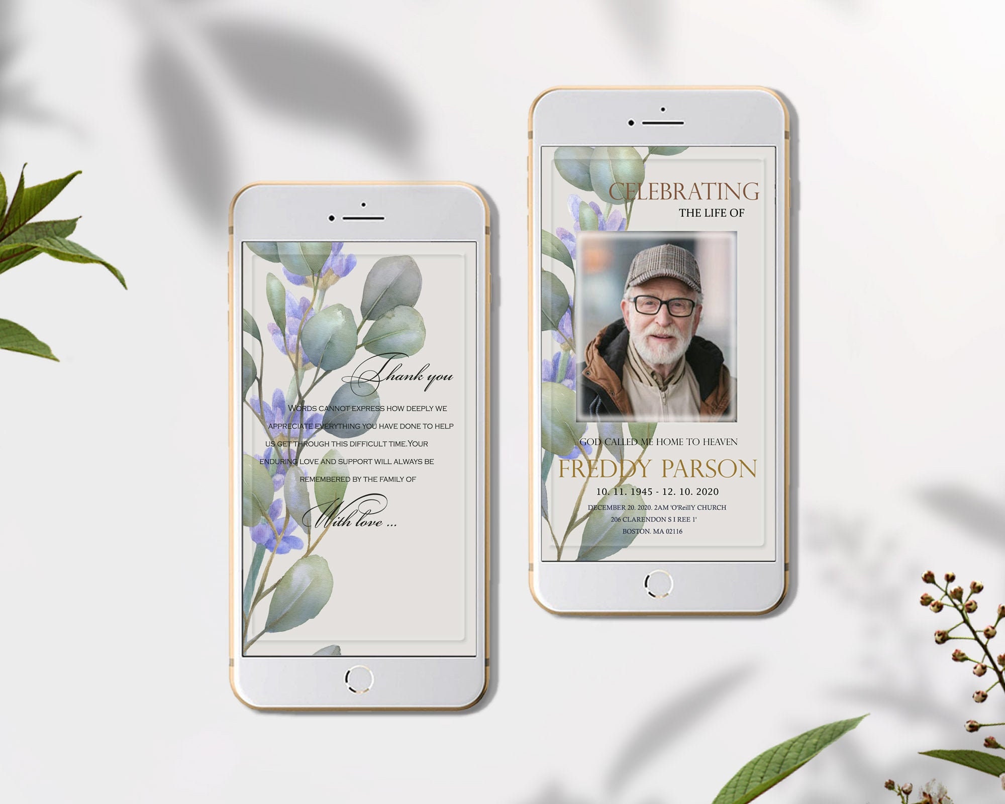 Digital Funeral Program Template for Men, Classic Obituary Template for ...