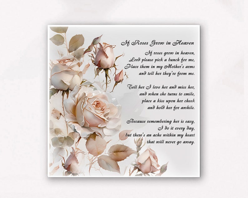 Roses Grow in Heaven Poem: Mother Memorial Print (digital Download) - Etsy