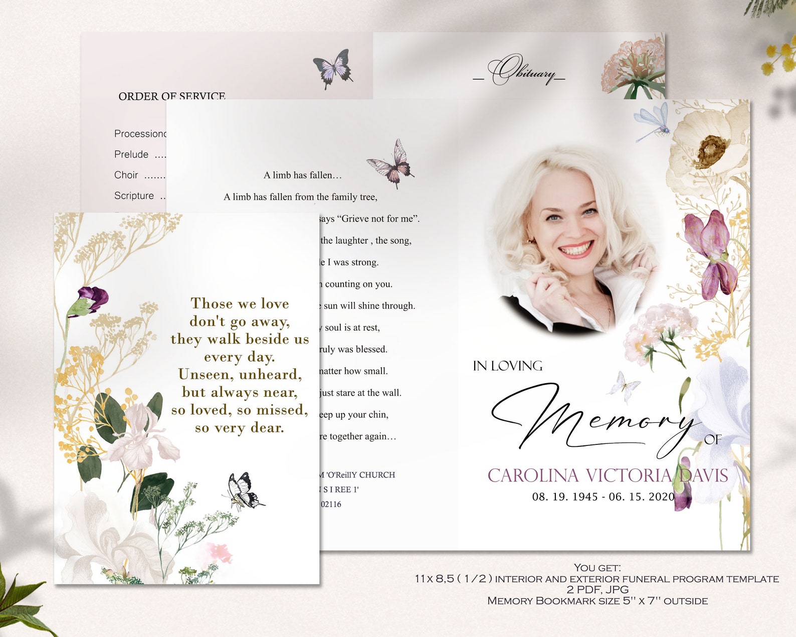 Wildflowers Funeral Editable Program for Women, Funeral Ceremony ...