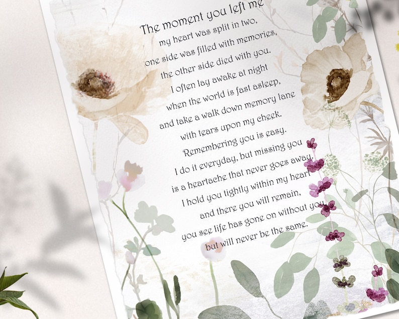 Memorial Poem "the Moment You Left Me", Picture With a Beautiful Wild ...