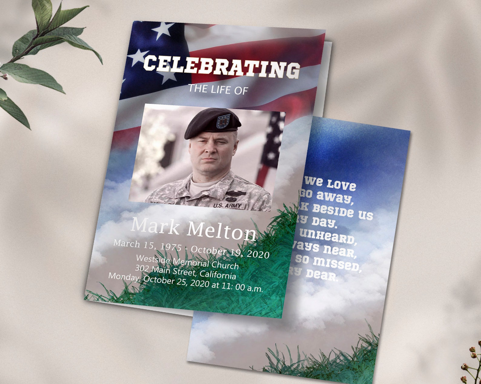 Military Obituary Program Funeral Card Military American - Etsy