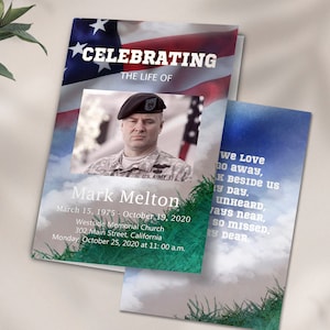 Military Obituary Program, Funeral Card Military, American Marine ...