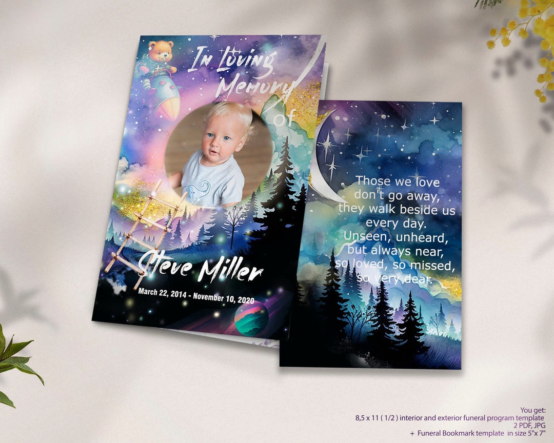 Funeral Program Template for a Child | Baby Boy Funeral Program | Child ...