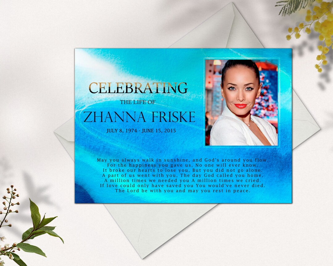 Blue Funeral Program Template for Men Women | in Loving Memory ...