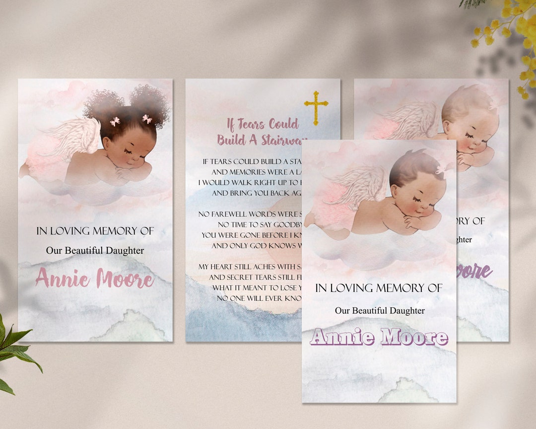 Baby Editable Funeral Prayer Card Template | Printable Memorial Prayer ...