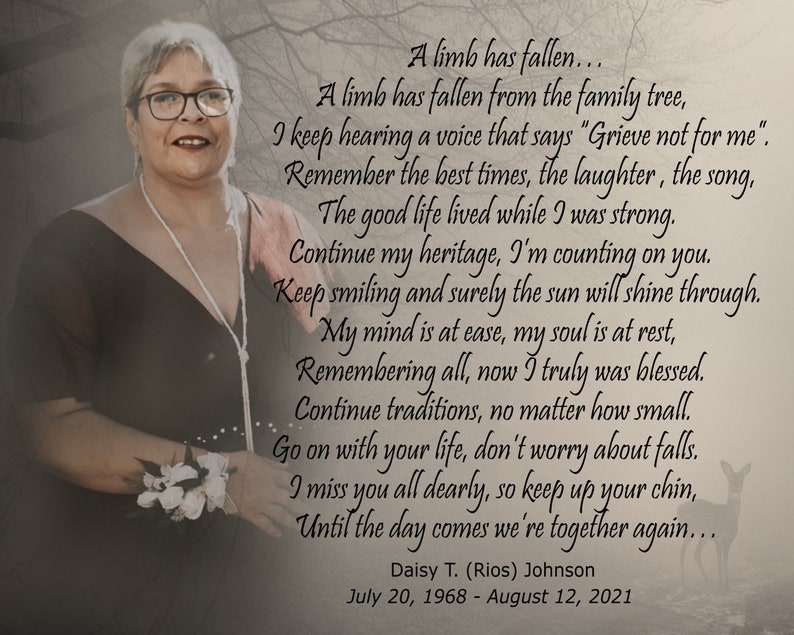 Sympathy Poem A Limb Has Fallen From the Family Tree - Etsy