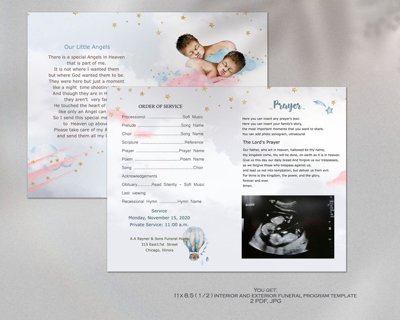 Funeral Program Template for Twins in Loving Memory of - Etsy
