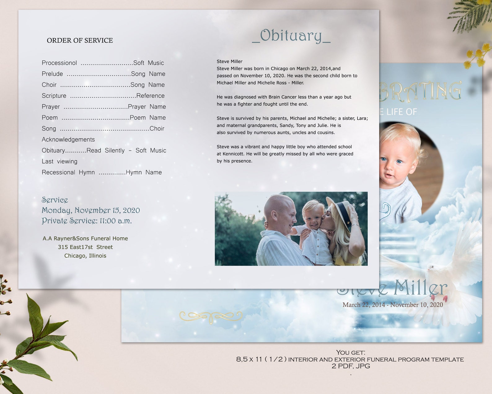 Baby or Child Funeral Program Template, in Loving Memory of Son ...