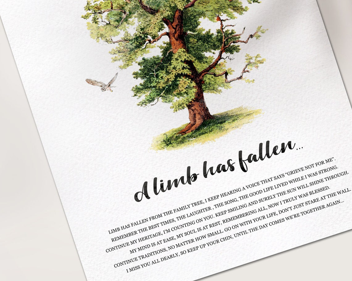 Memory Poem A Limb Has Fallen From the Family Tree Loss of - Etsy