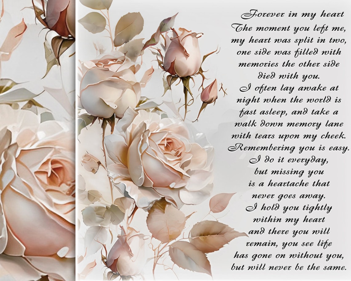 Forever in My Heart Loss of My Dear Mother Memory Poem - Etsy
