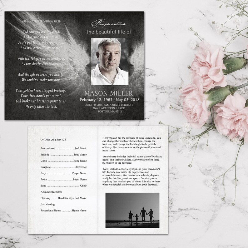 Angel Wings Funeral Program for Women Program Obituary - Etsy Australia